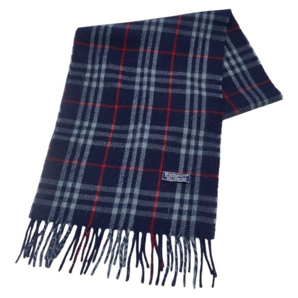 Burberry | Accessories | Burberry Nova Check Scarf Navy Multicolor Wool ...